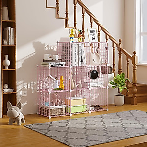 C&AHOME Wire Cube Storage, 8 - Cube Organizer Metal C Grids, Modular Shelves Units, Closet Organizer, Ideal for Home, Office, Living Room, 24.8" L x 12.4" W x 48.4" H, Pink UWCS3008P