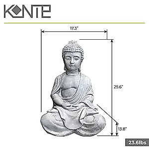 Kante 25.6" Lightweight Sitting Meditating Buddha Zen Indoor Outdoor Statue Natural Concrete