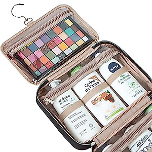 BELALIFE Large Hanging Travel Toiletry Bag for Women, Makeup Brush Holder with Hook, Toiletry Organizer Case for Toiletries Accessories, Black