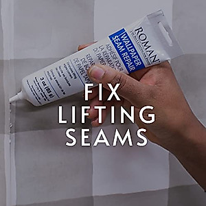 Roman Products 207802LW 6454 Seam Repair Adhesive, Sealer for Wallpaper Tears, and Loose and Overlapping Edges, 3-oz Tube, 3 Oz, White, 3 Ounce