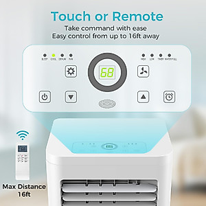 COWSAR 10,000 BTU Portable Air Conditioners, Portable AC Unit Cools Up to 450 Sq.Ft, Built-in Cool, Dehumidifier, Fan, Sleep Modes, Room Air Conditioners with LED Display/Swivel Wheels/Remote