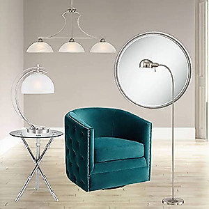 360 Lighting Ridley Modern Standing Task Floor Lamp 61" Tall Satin Nickel Silver Adjustable Gooseneck Arm Bright Lighting for Living Room Reading House Decor Bedroom Home