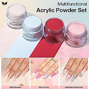 Morovan Acrylic Powder Set: 56 Colors Acrylic Nail Powder with Pure & Glitter Nail Acrylic Powder for Acrylic Nails Extension Nail Carving No Nail Lamp Needed for Women Girls