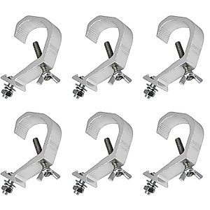 6 Pack Stage Light Clamp, Aluminum Alloy Truss Clamp, Stage Light Clamp Hook for DJ Lighting Par Lights Spot Lights, Fit for 1.18-1.96 Inch OD Pipe, Max Load 33 lbs