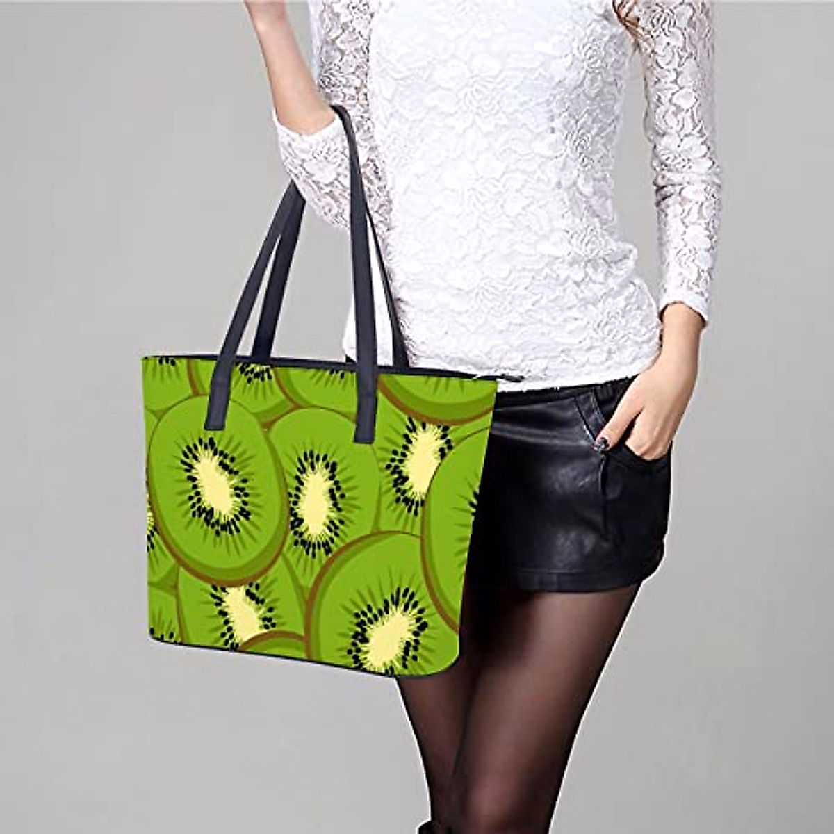 Womens Handbag Kiwi Pattern Leather Tote Bag Top Handle Satchel Bags For Lady
