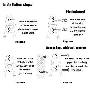 Garage Storage Utility Hooks, Wall Mount Hanging Hooks, Steel U-Hooks Tool Organizer Holder, 2-Pack (Black, Type-1)