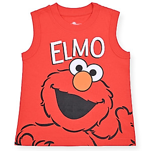 Sesame Street Elmo and Friends Boys 2 Pack Tank Top for Infant and Toddler Kids Red