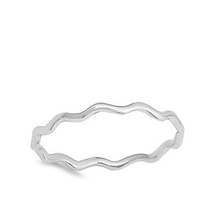 Thin Wave Eternity Stackable Ring New .925 Sterling Silver Thumb Band Size 10