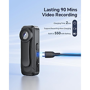 BOBLOV W1 64GB HD 1080P Body Worn Camera, Wearable Body Camera with 2 Clips, Loop Recording Video Camera, Support Time Stamp, Back Clip for Traveling, Driver, Delivery Man, Lecture Recording