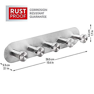 Tatkraft Jane Self Adhesive Hooks, Wall Mount Stainless Steel Hanger, Ideal Holder for Towel and Bath Robe, Easy to Install, Perfect for Bathroom, Kitchen, Office, Corrosion Resistant