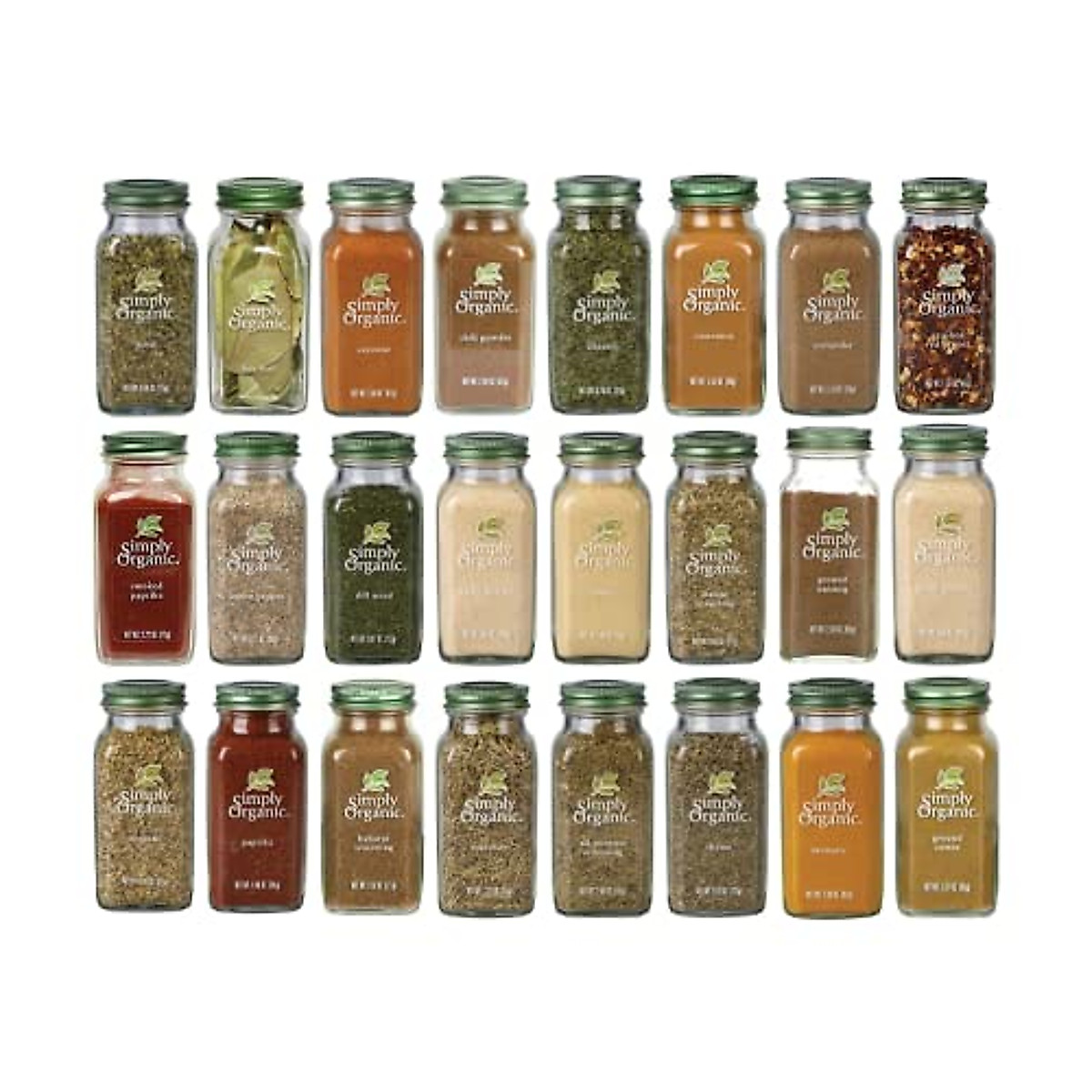 Simply Organic Herbs, Spices and Seasonings Assorted Variety Sampler Set - (24 Count) In Sanisco Packaging