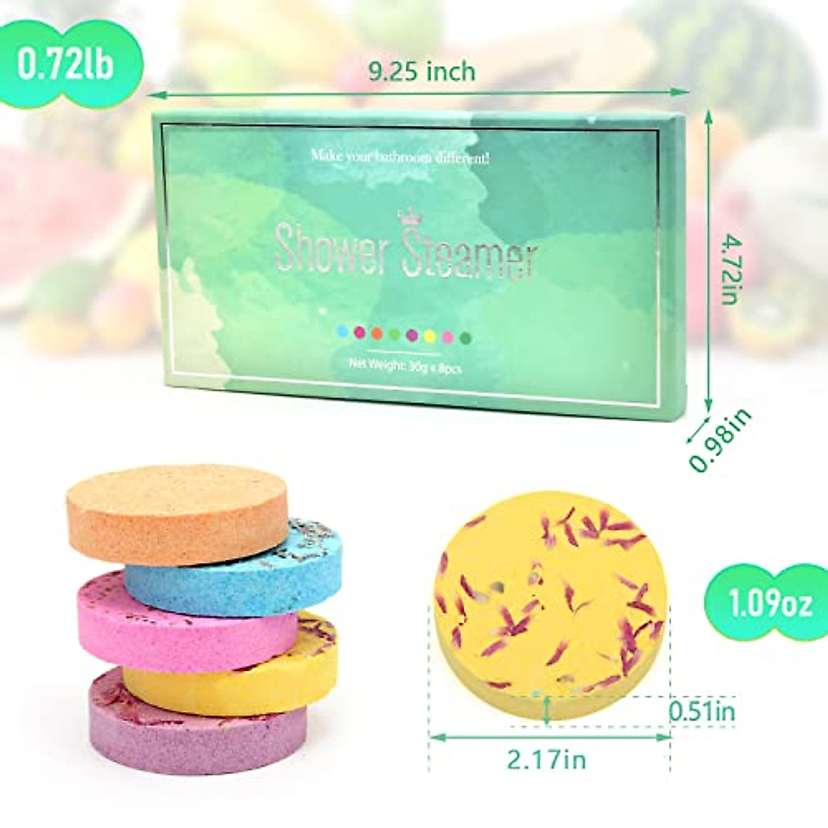 Shower Steamers Aromatherapy Gift Set, Coldairsoap Shower Bombs with Natural Essential Oils, Vaporizing Steam Home SPA Experience, 8 Smells for Self Care and Shower Steamer Halloween Christmas Gifts