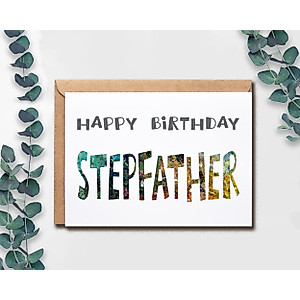 Happy Birthday Stepfather - Stepfather Birthday Card - Stepfather Card - Card For Stepfather Modern - Stepfather Birthday Card - Card For Stepfather