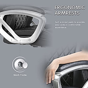 BOWTHY Executive Office Chair 300lbs - Adjustable Built-in Lumbar Support, High Back Office Chair PU Leather Chairs with Padded Armrest, Desk Chairs with Wheels Ergonomic Design for Back Pain (Black)