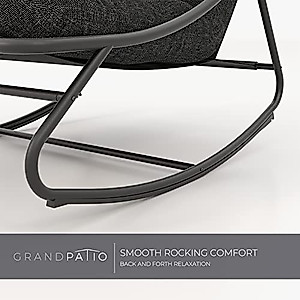 Grand patio Indoor & Outdoor Samba Rocking Chair - Deluxe Lounge Chair with Thick Padded Cushion, Enlarged Armless Seat - Rocking Chair for Front Porch, Garden, Backyard - Grey