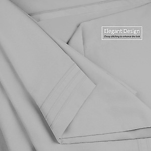 Nestl Full Size Sheet Sets - 6 PC Soft Microfiber Deep Pocket Full Sheet Set - Shrinkage and Fade Resistant Bedding Sheets & Pillowcases - Full, Silver Light Gray