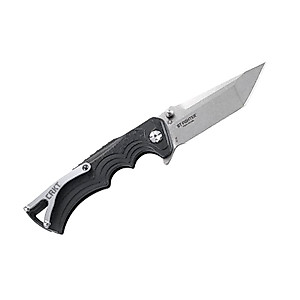 Columbia River Knife & Tool BT Fighter EDC Folding Pocket Knife: Everyday Carry, Tanto Blade with Stonewash Finish, Button Lock, Glass Reinforced Fiber Handle, Deep Carry Pocket Clip 5225