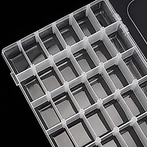 MOUYAT 6 Pack 36 Grids Clear Plastic Organizer Boxes, Adjustable Plastic Craft Jewerly Organizer Storage Boxes with Compartments, Bead Storage Containers for Jewelry Art DIY Crafts Small Parts