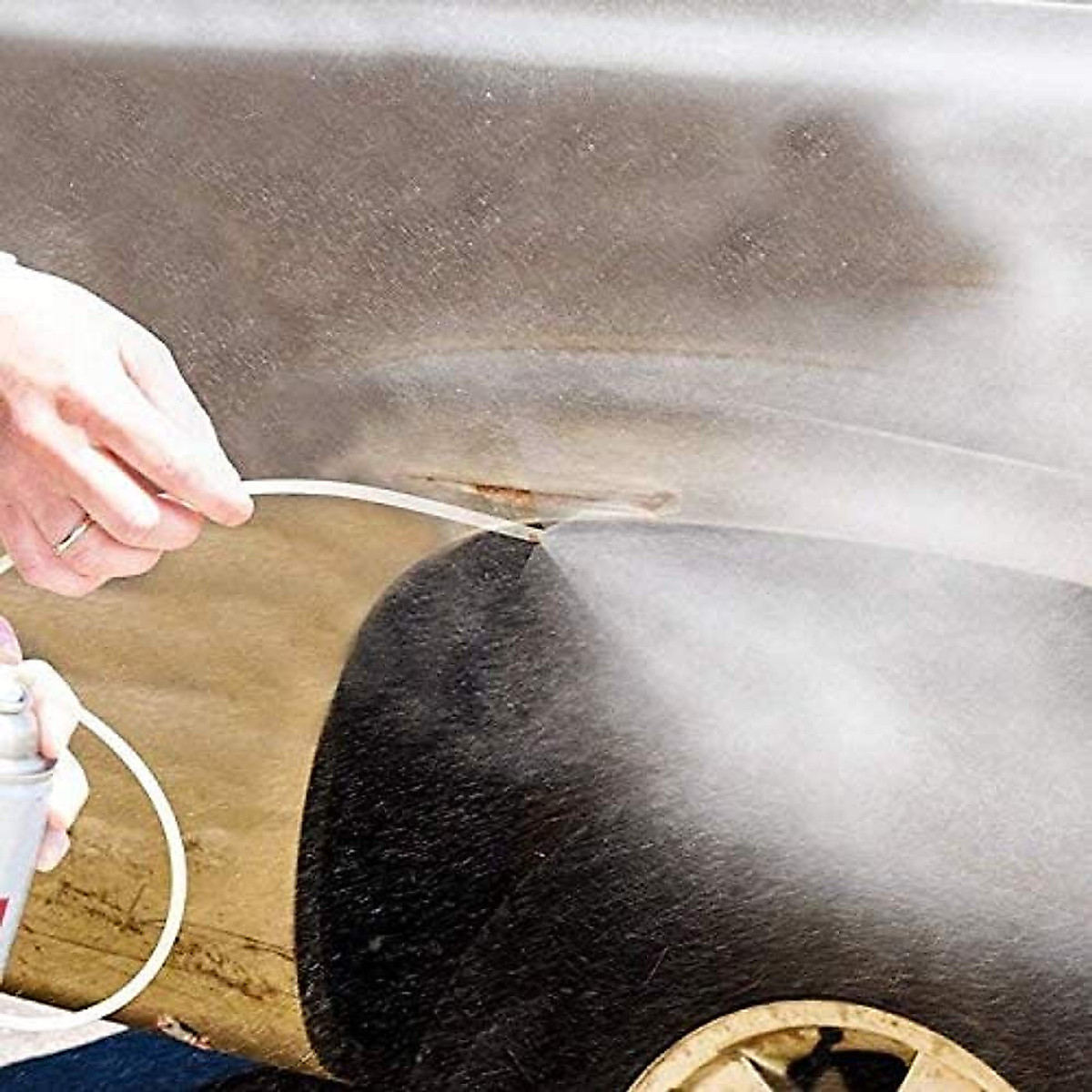 Aerosol Can Extension Kit, 24" Flexible PVC Hose, 360-Degree Brass Nozzle, Reusable & Fits Fluid Film Rust & Corrosion Protection Cans, Clear