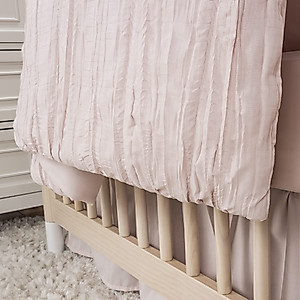 Trend Lab Soft Blush Pink Fabric 3 Piece Crib Bedding Set, Sewn with Elegant Ruching, Includes Quilt, Fitted Crib Sheet and Skirt