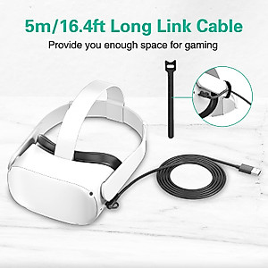 SEVENKA Long Link Cable for Quest 3/2/Quest, 16.4ft/5m USB C 3.2 Gen1 Cable for PC Gaming & VR Headset, Fast Charging & High Speed Data Transfer 90 Degree Type C to USB A Cable Fast Charger Cord