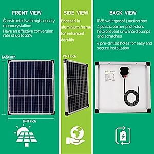 30W 12V Solar Panel Kits- 12 Volt 30 Watt Mono Crystalline Solar Panel + Intelligent 10A Charge Controller- Perfect Solar Battery Charger & Maintainer for Car, RV, Boat, Trailer, Gate Opener, Off Grid
