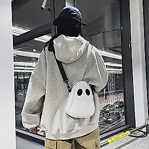 PU Leather Funny Ghost Bag, Halloween Purse Crossbody Bag, Devil Messenger Shoulder Bag for Woman (White)