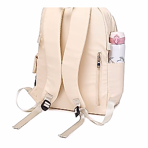 Acmebon Girl Roomy Fashion Laptop Backpack Casual Daily Backpack for Women Cream