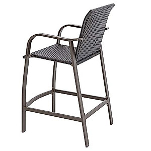 Crestlive Products Aluminum Patio Bar Stools Outdoor Wicker Bar Chairs, All Weather Backyard Furniture in Antique Brown Finish for Pool, Garden, Deck, Indoor, 2 PCS Set (Brown)