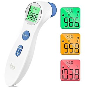 Forehead Thermometer for Adults and Kids, Digital Infrared Thermometer for Home with Fever Alarm, FSA HSA Eligible,1s Reading and 3-Color Indicator, No-Touch, Accurate