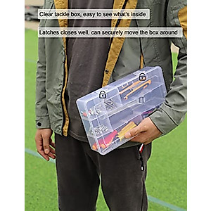 Tnqhuq Plastic Organizer Box Craft Box Bead Organizer Tackle Box Organizer 2 Pack 15 Large Grids Clear Craft Storage Box Snackle Box Container Washi Tape Organizer