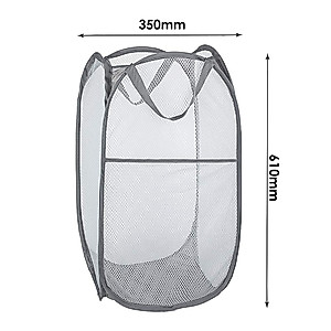 WD&CD 2PCS Laundry Baskets Foldable Pop Up Mesh Washing Laundry Basket Bag Bin Hamper Toy Tidy Storage Organiser Organizer(Gray)