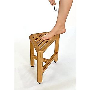 SPATEAK Asta Biro Solid Teak Shower/Bath/Spa Corner Foot Stool, Bath Corner Side Table, Fully Assembled, Collection, TB-008