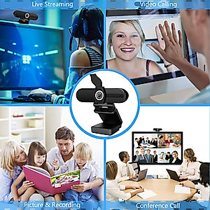 Webcam 4K HD Computer Camera 8MP Microphone PC Web Camera, Full Widescreen Laptop USB Webcams, Privacy Shutter, Tripod, Mac Desktop Notebook Webcam, Video Calling Recording Webcam