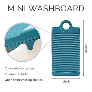 Mini Washboard for Hand Washing Clothes Portable Plastics Wash Board Household Scrub Board Washing Board for Laundry Home Dormitory Travel Small Delicate Articles Cleaning (Blue)