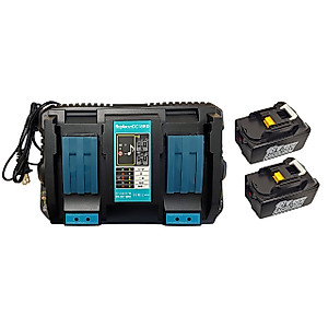 2pcs Replacement Battery for Makita BL1850B 18V LXT Lithium-ion (18V 5.0Ah),1pc Replacement Dual Switch Charger for Makita DC18RD DC18RC