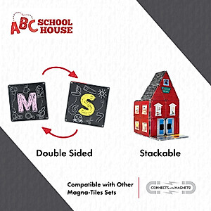 CreateOn Magna-Tiles ABC Schoolhouse Magnetic Tiles Structure-Building Set for Kids, Magnetic Kids’ Building Toys, STEM Toys for Ages 3+, 37 Pieces