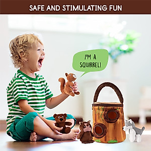 My Talking Plush Forest Animals Toy Set | Includes 4 Soft and Fluffy A Tree Shaped Carrier Great Gift for Baby Toddler Boys or Girls