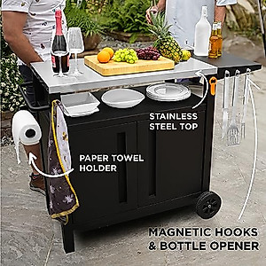 EMBERLI XL Grill Cart Outdoor with Storage - Modular BBQ Cart, Bar Patio Kitchen Island Prep Stand Cabinet
