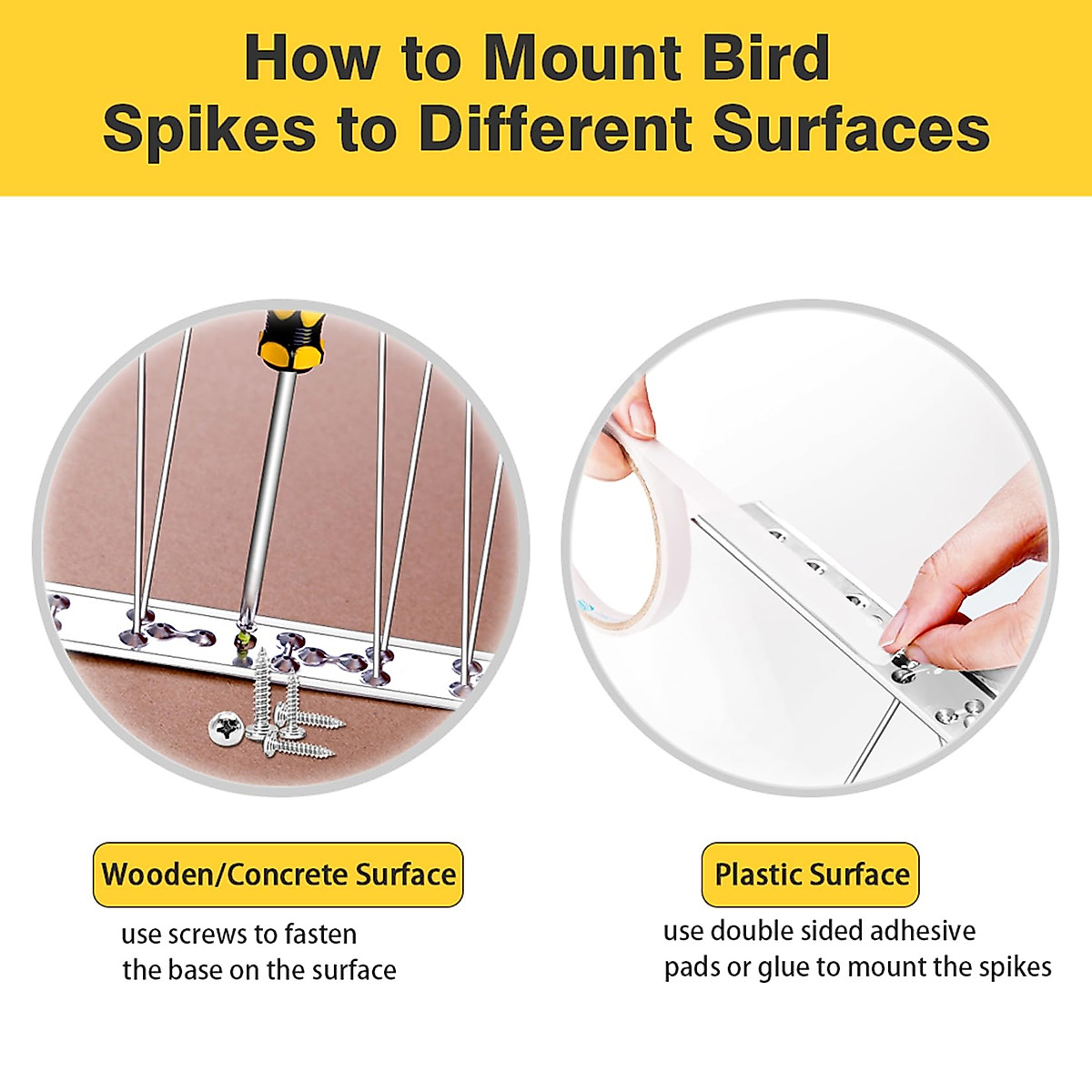 REMIAWY Bird Spikes for Pigeons Small Birds, Bird Deterrent Spikes for Outside to Keep Birds Squirrel Cat Away, Stainless Steel Anti Bird Repellent Spikes 5 Strips 4 Feet