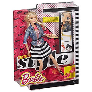 Barbie Style Doll, Jean Jacket and Black/White Shirt