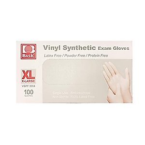 Basic Medical Exam Gloves (X-Large) 100 Gloves Latex Free Powder Free, clear (VGPF3004B)