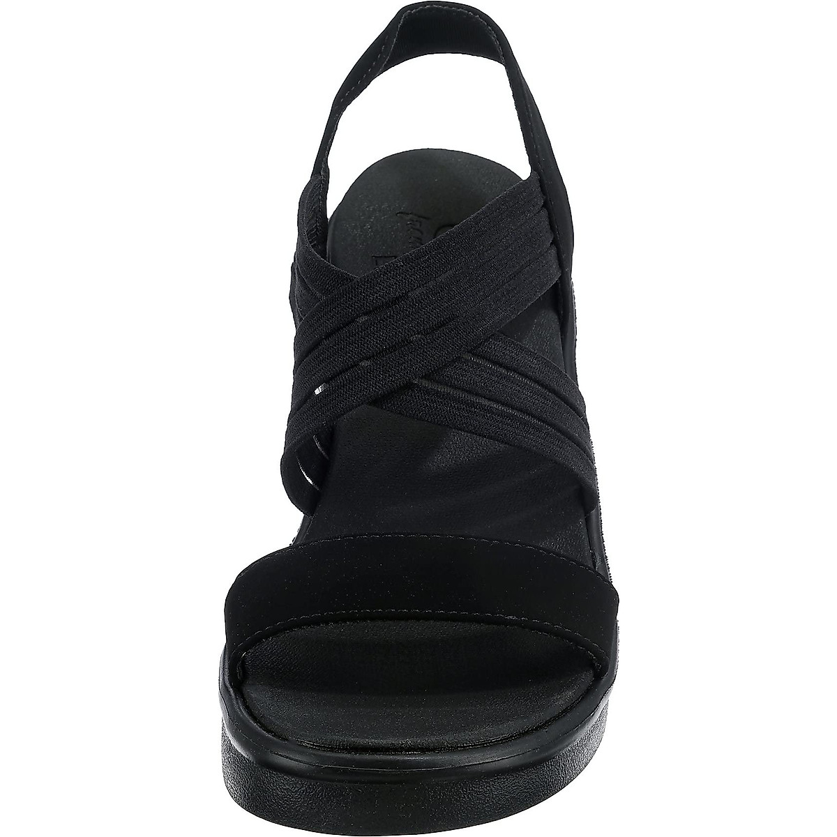 Skechers Women's Wedge Sandal, Black/Black, 8