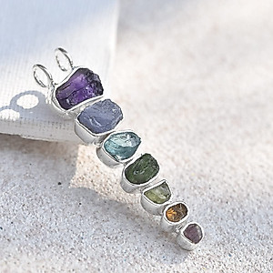 YoTreasure Chakra Healing Gemstone Solid 925 Sterling Silver Chain Pendant Necklace Jewelry