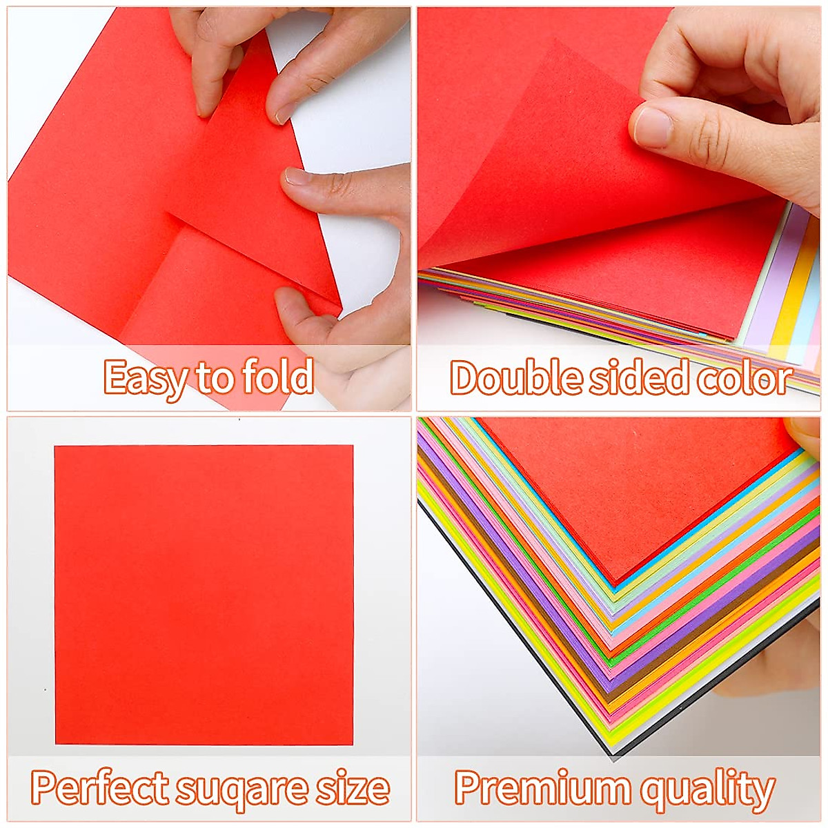 IOOLEEM Origami Paper, 200 Sheets, 20 Colors, 6 Inch Square, Double Sided Colored paper.