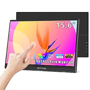ZFTVNIE Portable Computer Monitor, 15.6 Inch Full HD 1080P IPS Computer Display, Dual Built-in Speakers Type-C HDMI USB C Gaming Monitor, External Monitor for Laptop PC Mac Xbox PS4 Phone