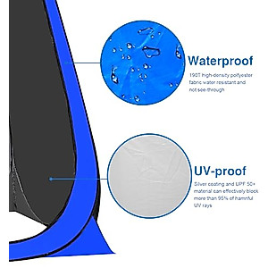 TUKAILAI Portable Pop Up Privacy Tent, Outdoor Camping Bathroom Toilet Shower Tent Spacious Dressing Changing Room for Hiking Beach Picnic Fishing, Instant Rain Shelter with Carrying Bag (Blue)