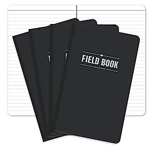 Field Notebook/Journal - 5"x8" - Black - Lined Memo Book - Pack of 4