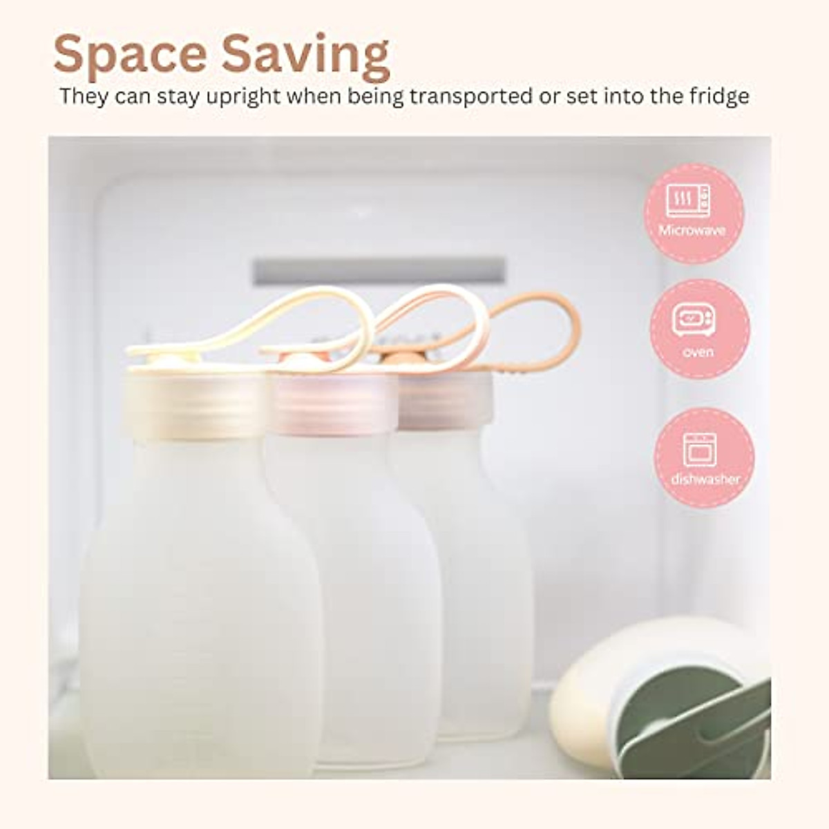 Reusable Milk Storage Bags Breastmilk -Leak Proof Breast Milk Bag 8oz/240ml Great for Traveling/On The Go Pumping- Reusable Baby Food Pouch Pink+Green 2PCS