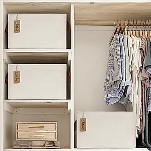 CHICVITA Large Storage Bins Storage Baskets for Organizing, Closet Organizers and Storage, Small Laundry Basket, Closet Storage Bins for Shelves, 16 ¾" L x 11" W x 9 ¾" H, Beige, 2-Pack